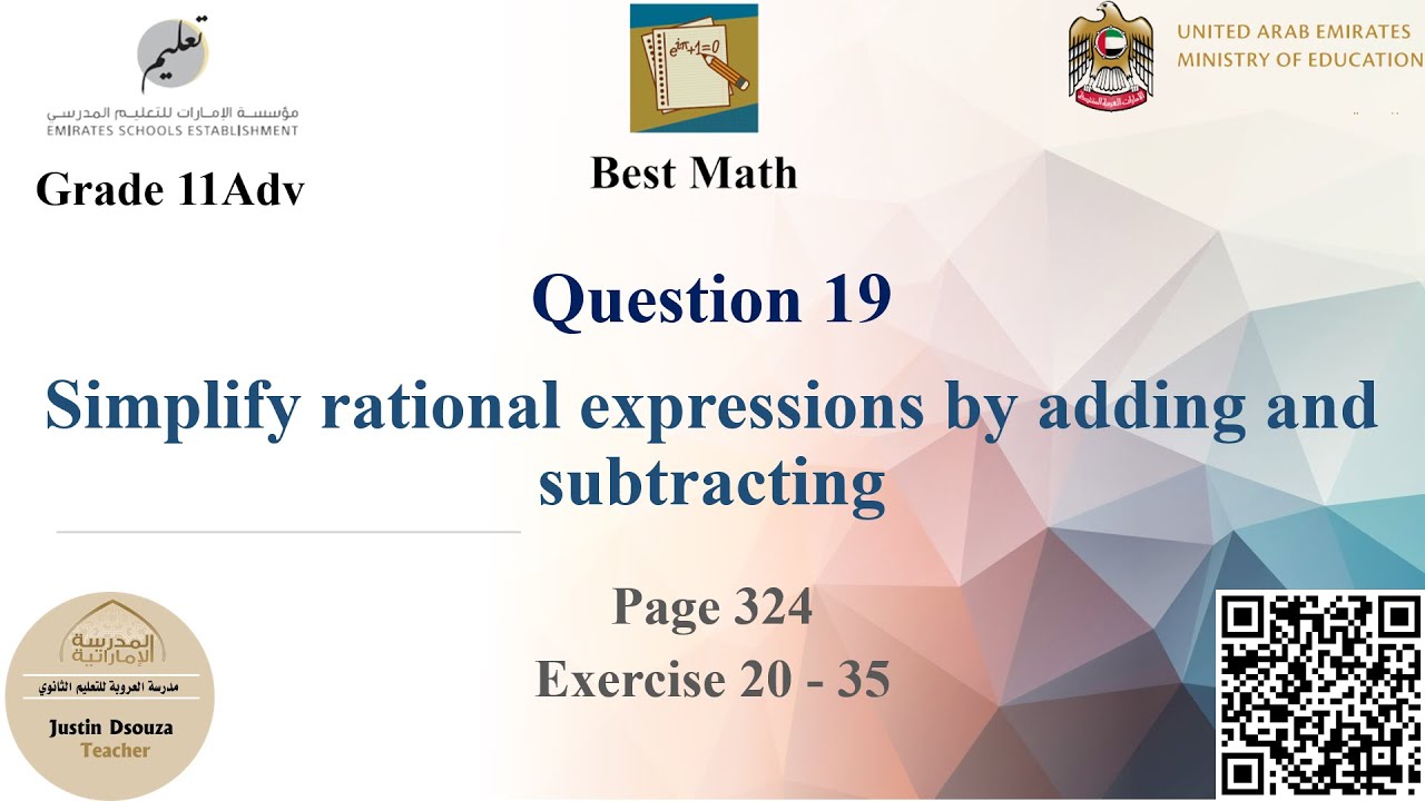G11A Question 19 Simplify rational expressions by adding and subtracting - YouTube