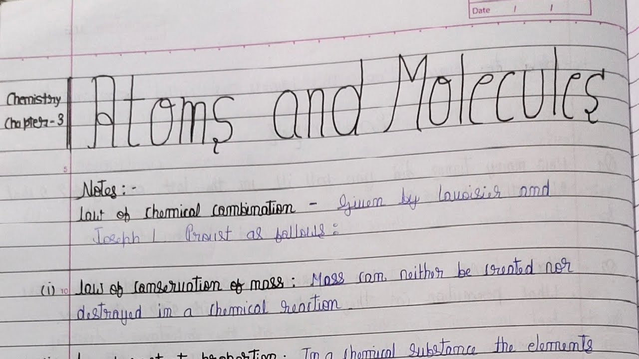 class 9 science ch 3 atoms and molecules notes + exercises - YouTube
