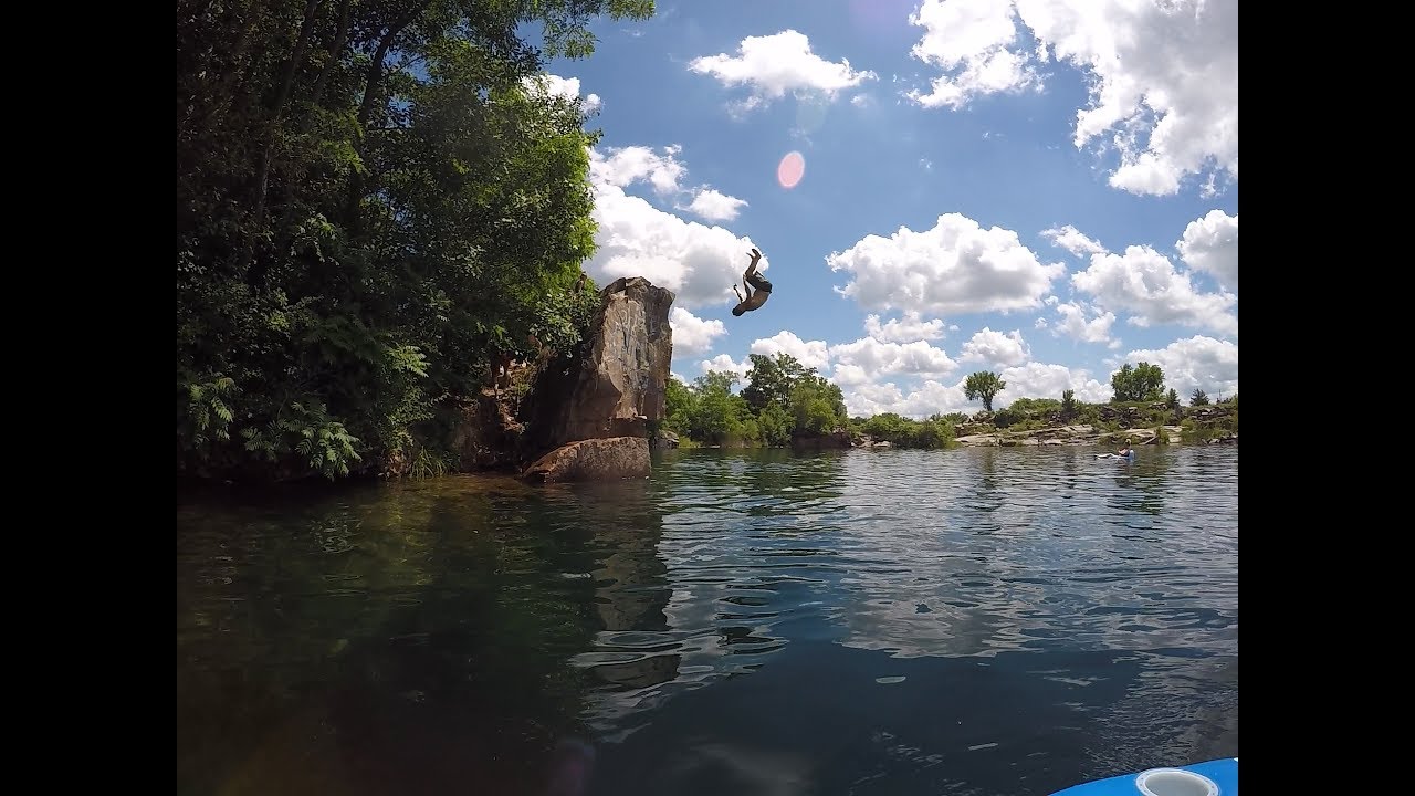 Red Granite Quarry Cliff Jumping - YouTube