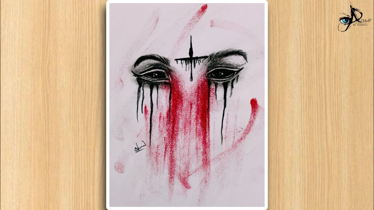 Haunting Eyes with Red Streaks | Dramatic Drawing Tutorial ...