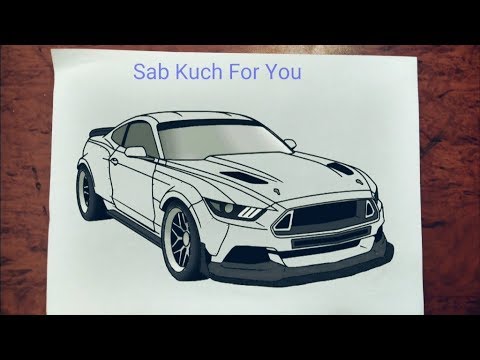 #11 How to Draw Muscle car |Ford Mustang RTR| Step by step easily 😊 ...