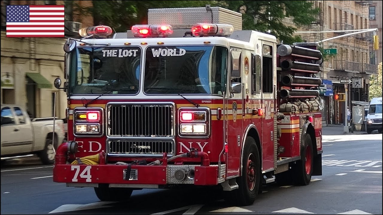[Sinkhole] FDNY Fire Engine 74 responding with siren and lights - YouTube