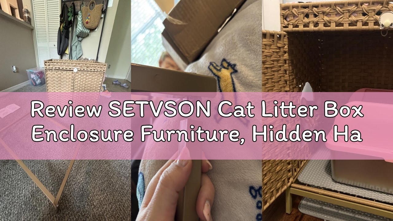 Review SETVSON Cat Litter Box Enclosure Furniture, Hidden Handwoven ...
