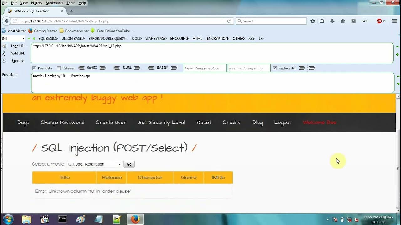 bWAPP sql injection - YouTube