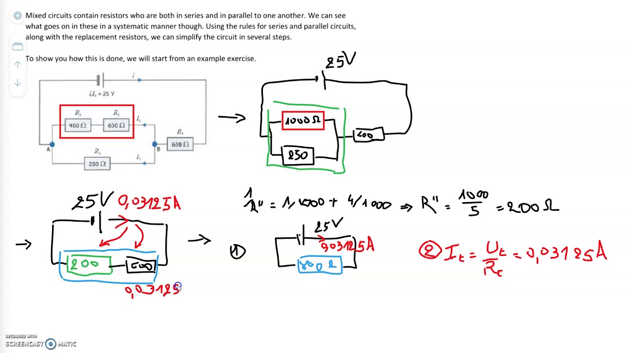 mixed circuits: solving current and voltage distribution - YouTube