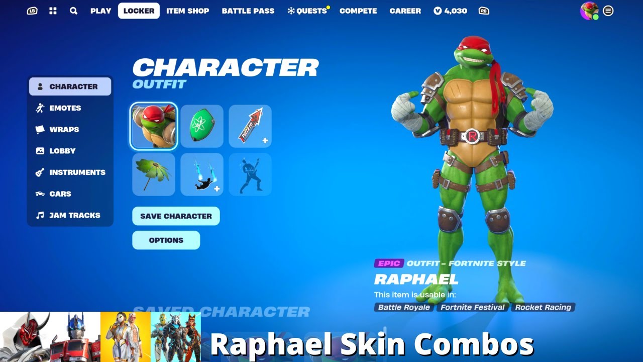 Raphael Skin Combos (Fortnite Battle Royale) - YouTube