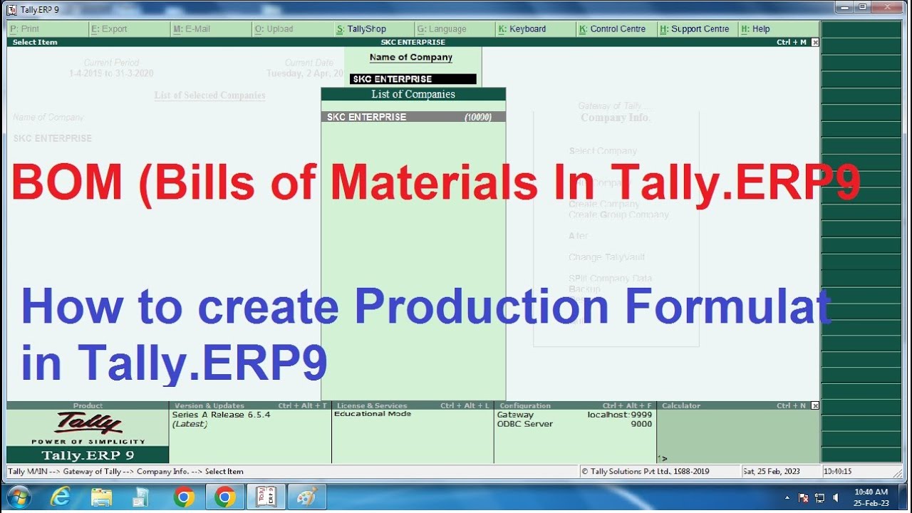 Bills of Materials (BOM) Features in Tally.ERP9 II How to Create ...