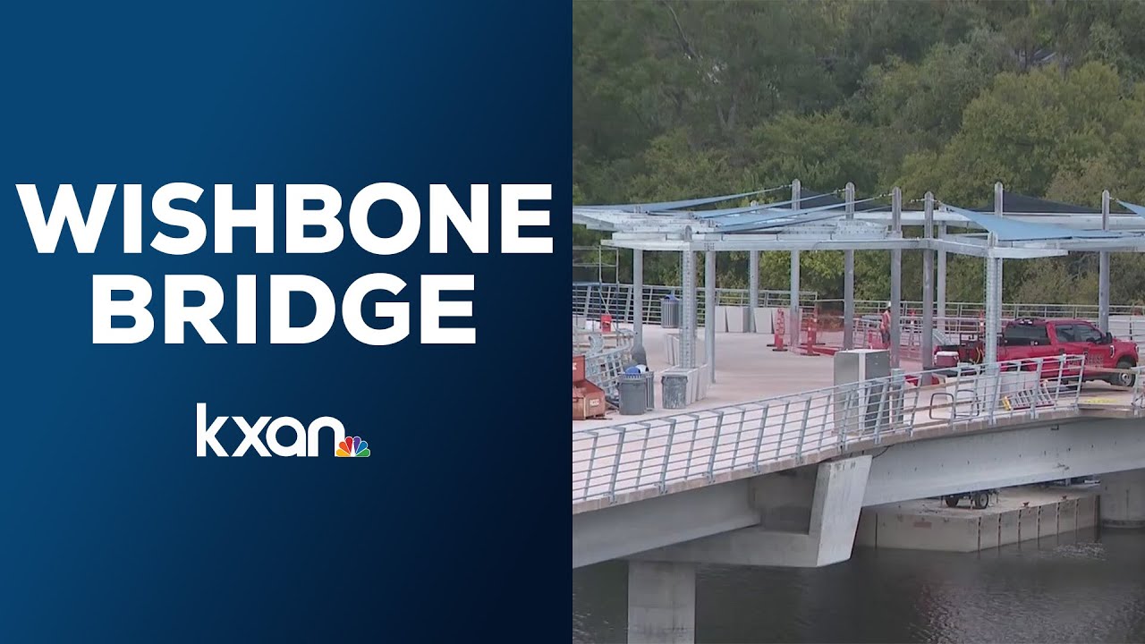 Austin's new wishbone bridge near Longhorn Dam almost done - YouTube