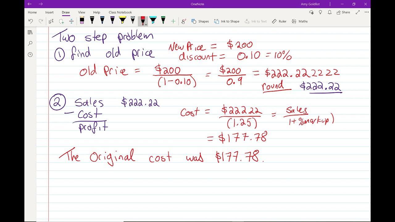 Business Math Lesson 2: Markups and Markdowns, part 3 - YouTube