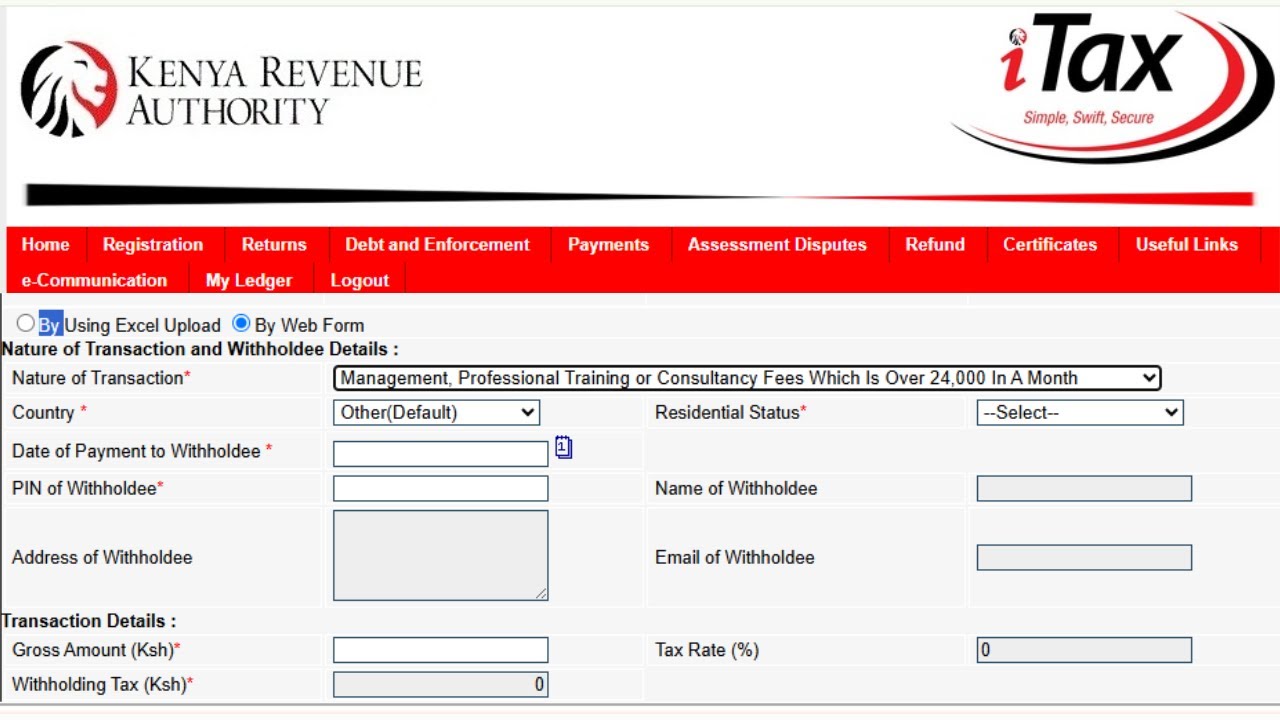 How to File KRA Withholding Tax Returns in iTax Online - YouTube