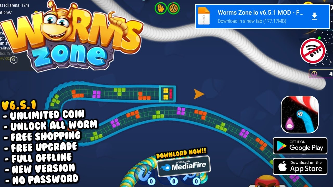 Worms Zone io Mod Apk v6.5.1 New 2025 - Unlimited Coin & Unlock All ...