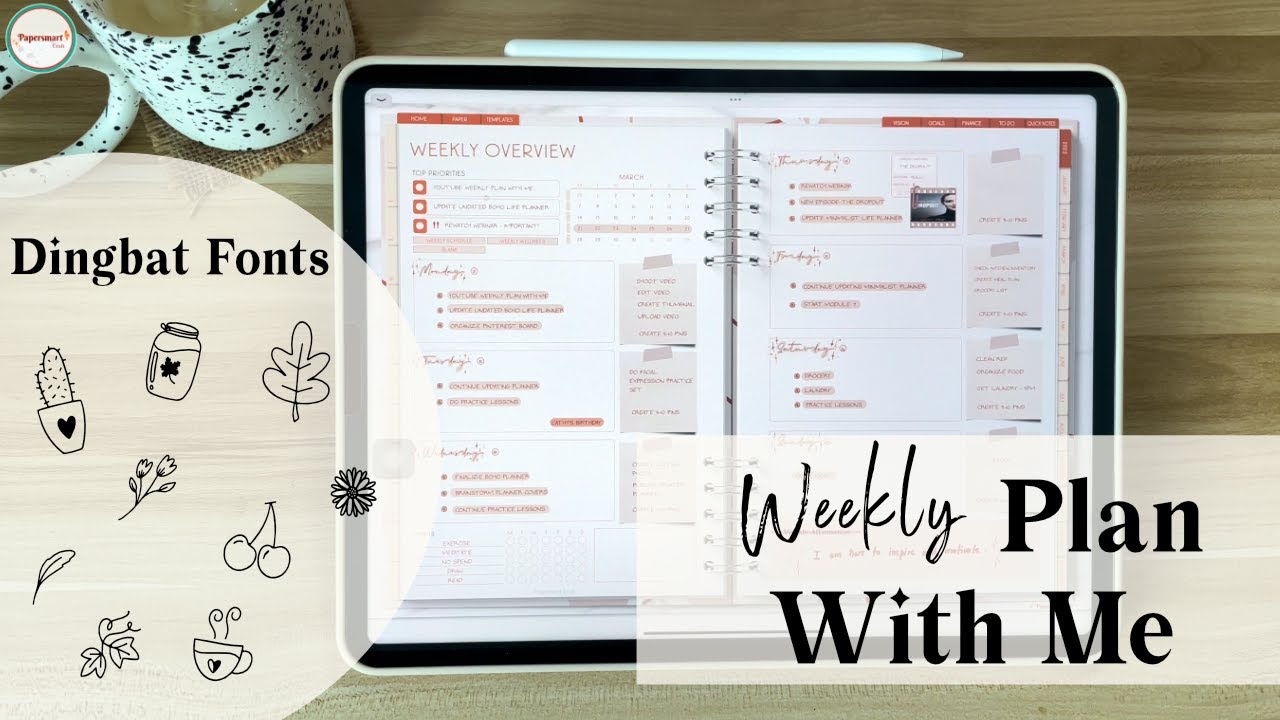 March Weekly Plan with Me | Weekly Overview | Free Dingbat Fonts ...