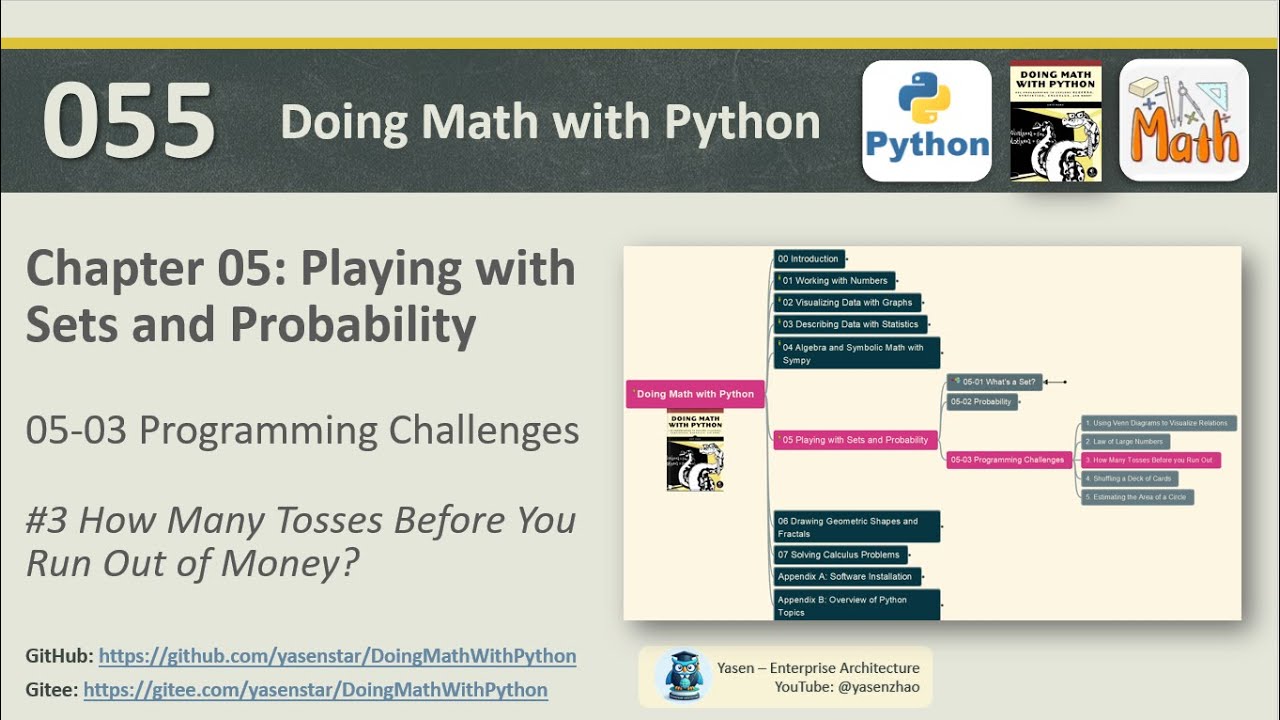Math with Python 055 - 05-03 (3) coin toss game 掷硬币游戏 - YouTube