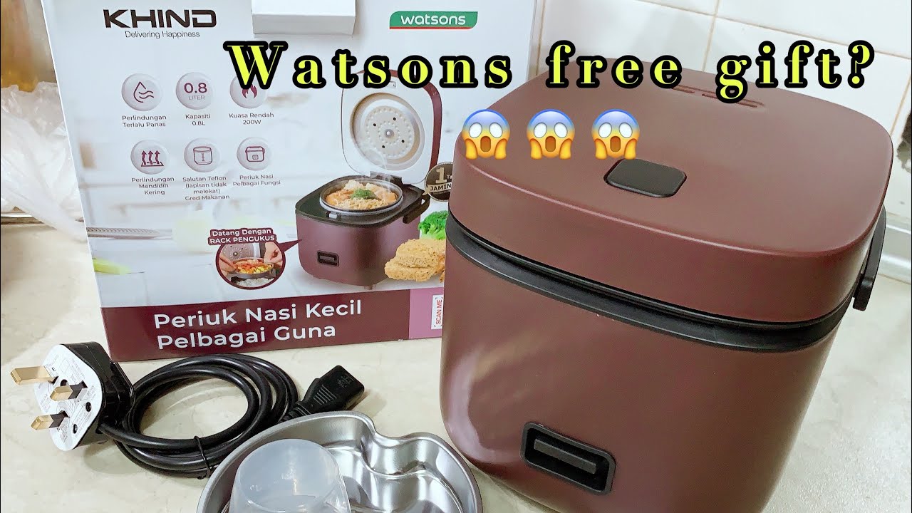【开箱】Watsons free gift 🎁【Khind Mini Rice Cooker】 到底赠品能用吗？一起来看看～ - YouTube