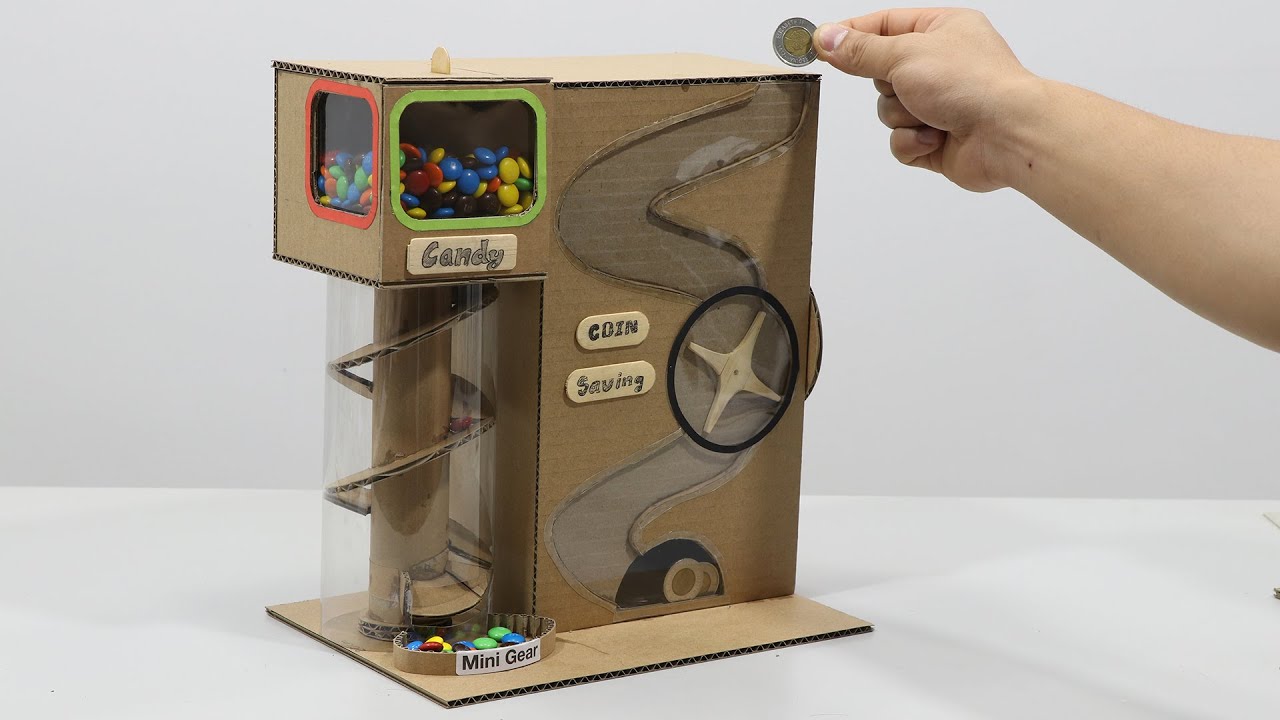 DIY Coin Saving with m&m Candy Vending Machine - YouTube