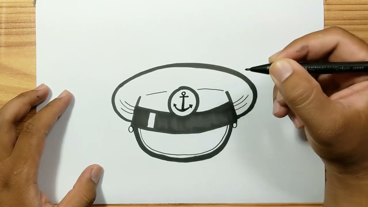How to draw CAPTAIN SHIP HAT - YouTube