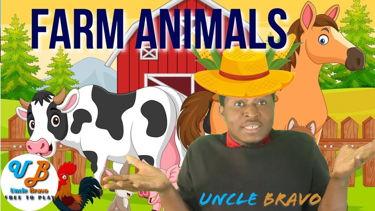 Uncle Bravo learns farm animals with kids and toddlers + old MacDonald ...