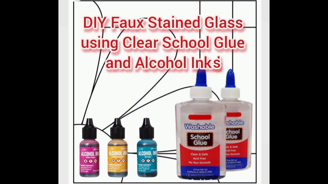 DIY Faux Stained Glass using Clear School Glue & Alcohol Inks - YouTube