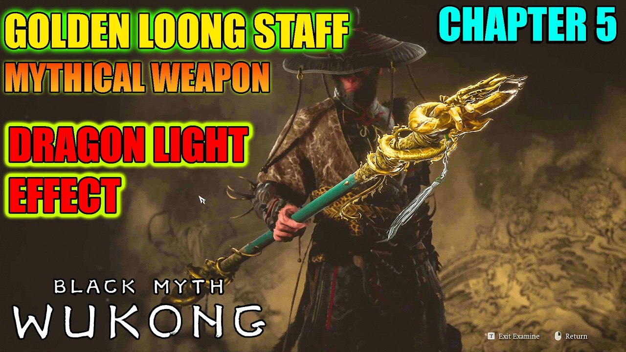 Golden Loong Staff Mythical Weapon Black Myth Wukong Chapter 5 - Monkey ...