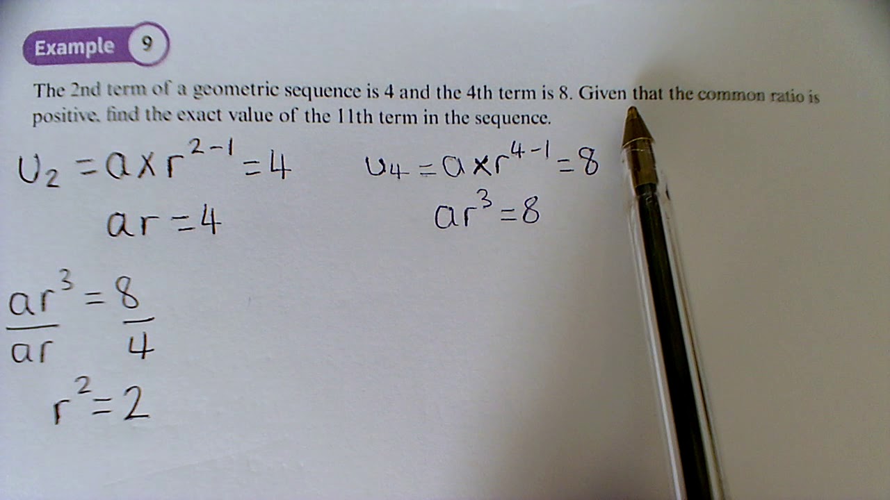 Year 2 Pure - P3.3 Geometric Sequences - Example 9 - YouTube
