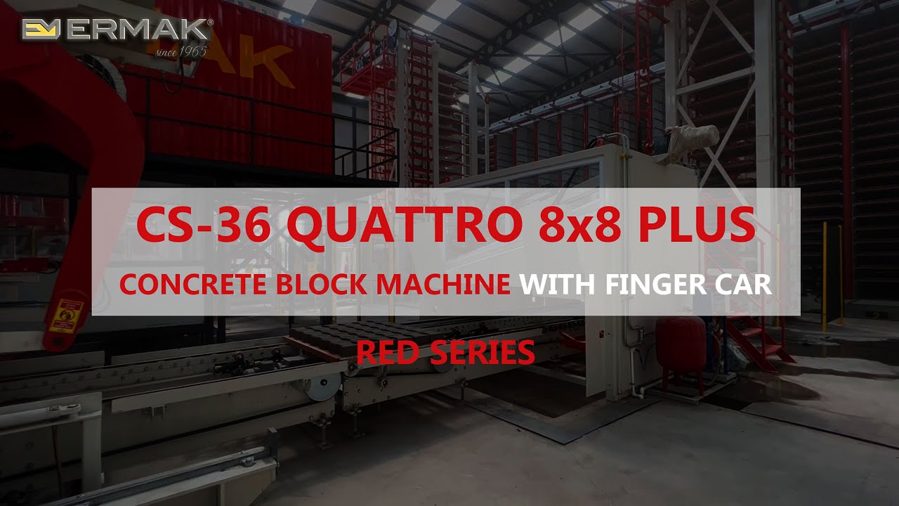 ERMAK CS-36 QUATTRO 8X8 PLUS RED SERIES CONCRETE BLOCK MACHINE WITH ...