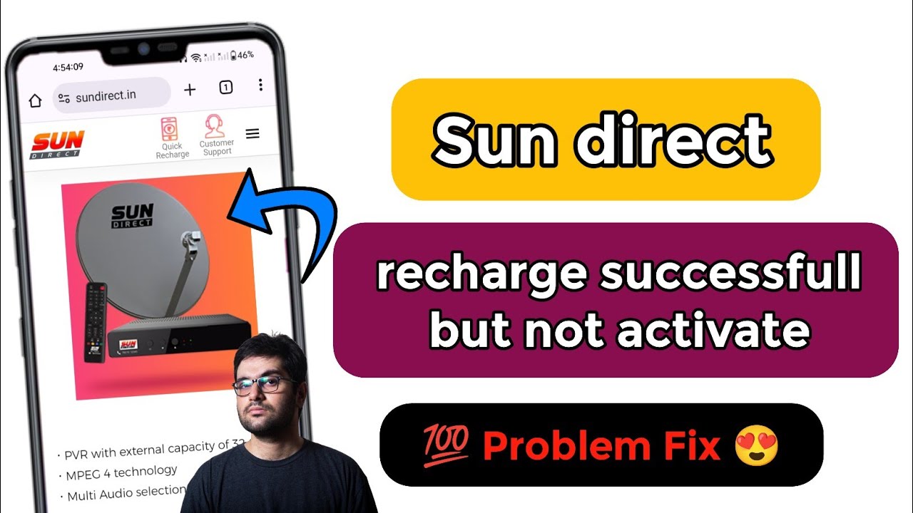 sun direct recharge successful but not activated - YouTube