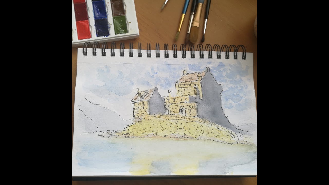 How to paint a castle - watercolor tutorial part 2 - YouTube