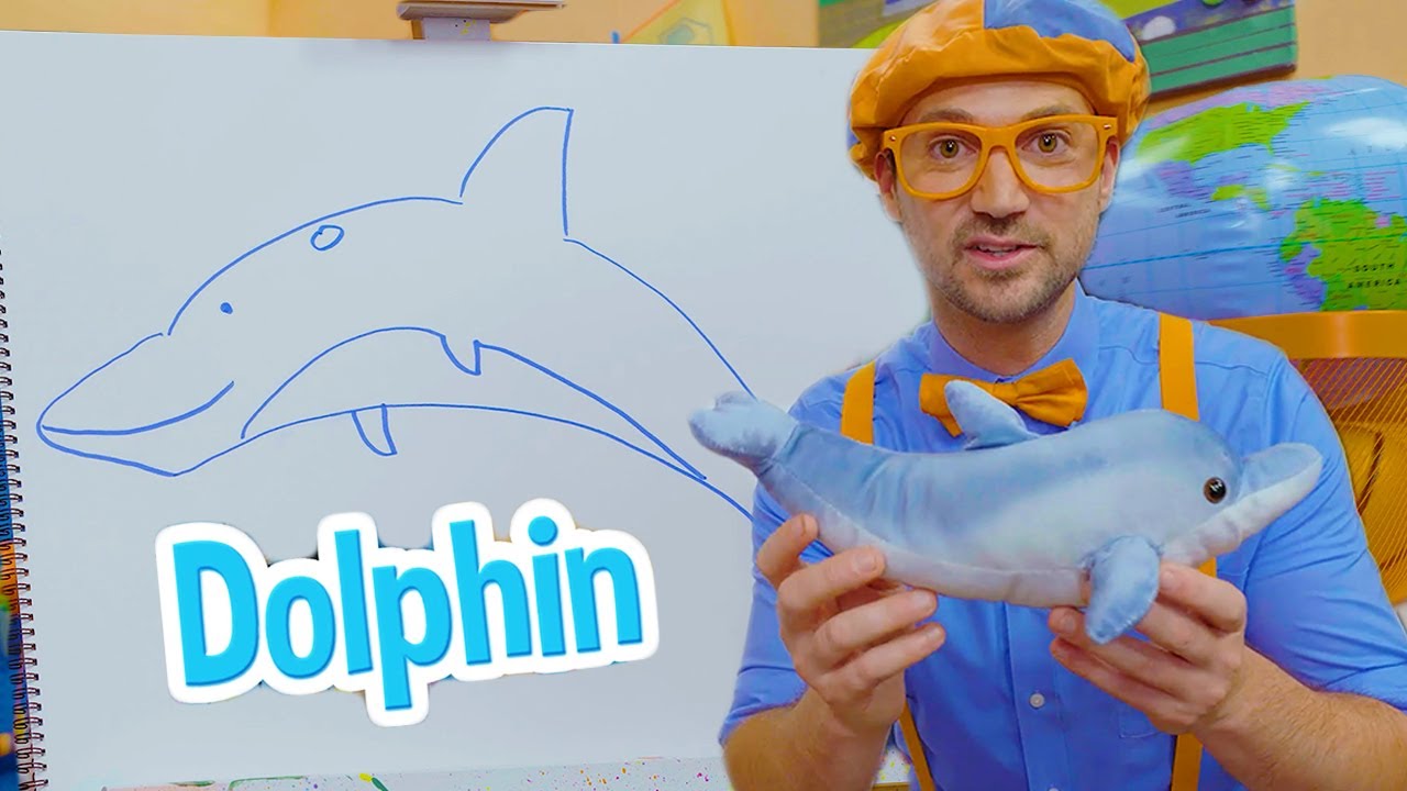 How To Draw A Dolphin - EASY ART FOR KIDS! | Blippi's Drawing Lesson ...