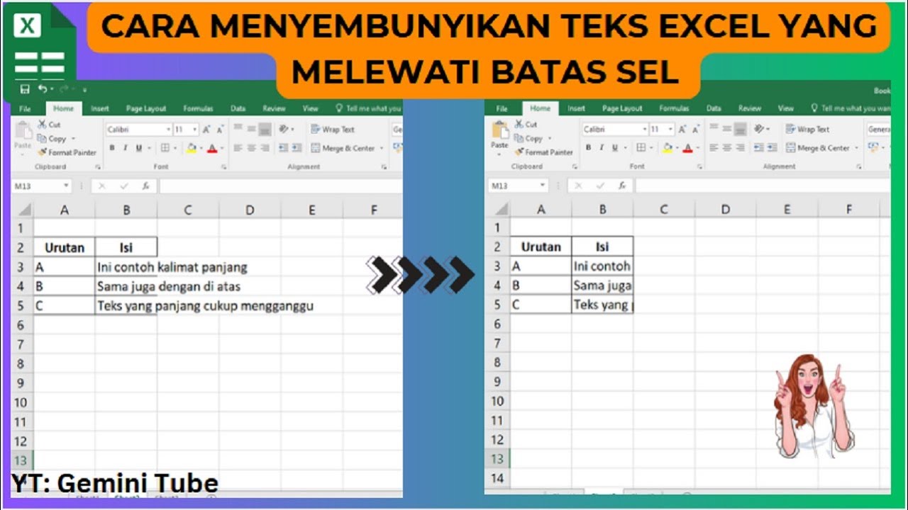 Cara Menyembunyikan Teks Excel yang Melewati Batas Sel || How to Hide ...