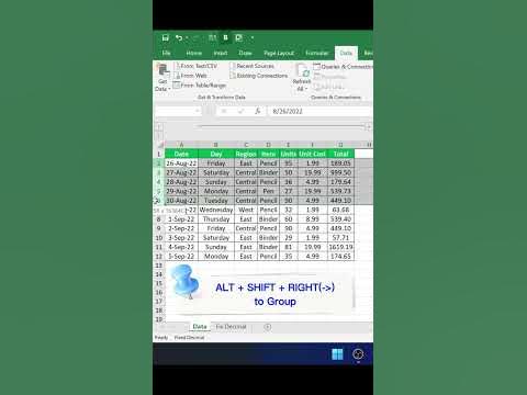 Excel Shortcut - Group and Ungroup Rows and Columns - YouTube