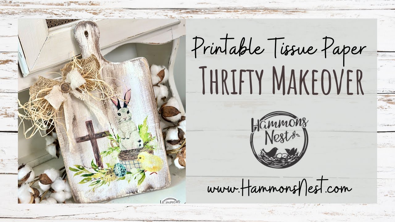 ️Thrifty Cutting Board Makeover using FREE Printable on Tissue Paper ...