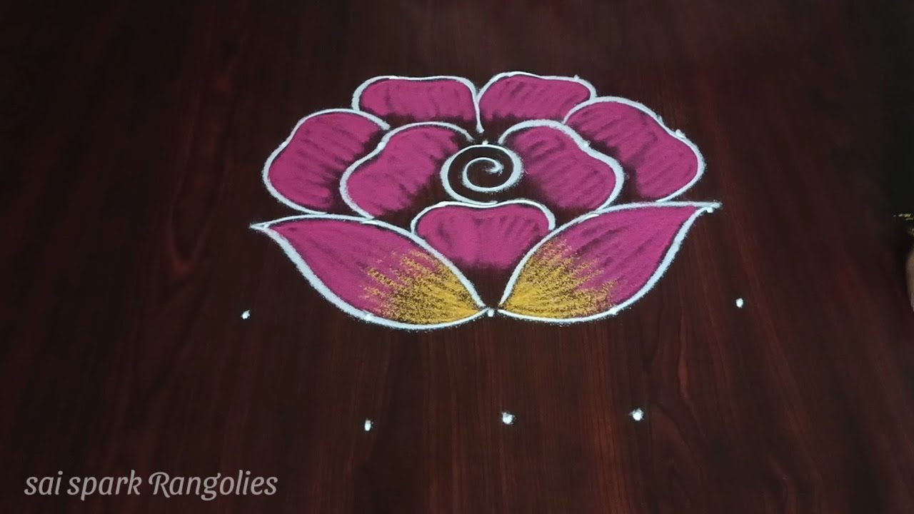 rose flower rangoli (5*3) dots | Roja poo kolam | daily rangoli | small ...