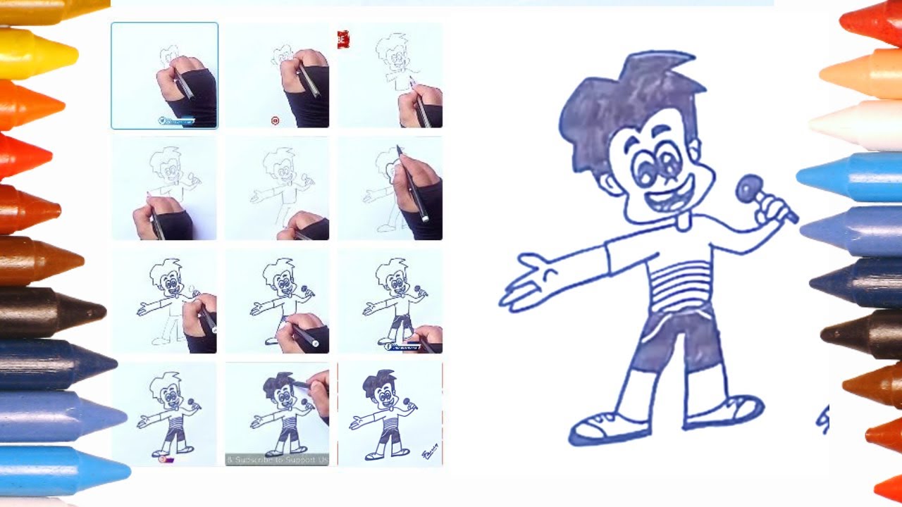 How to draw a Boy singing holding a mic | Cartoon Drawing 👦 - YouTube