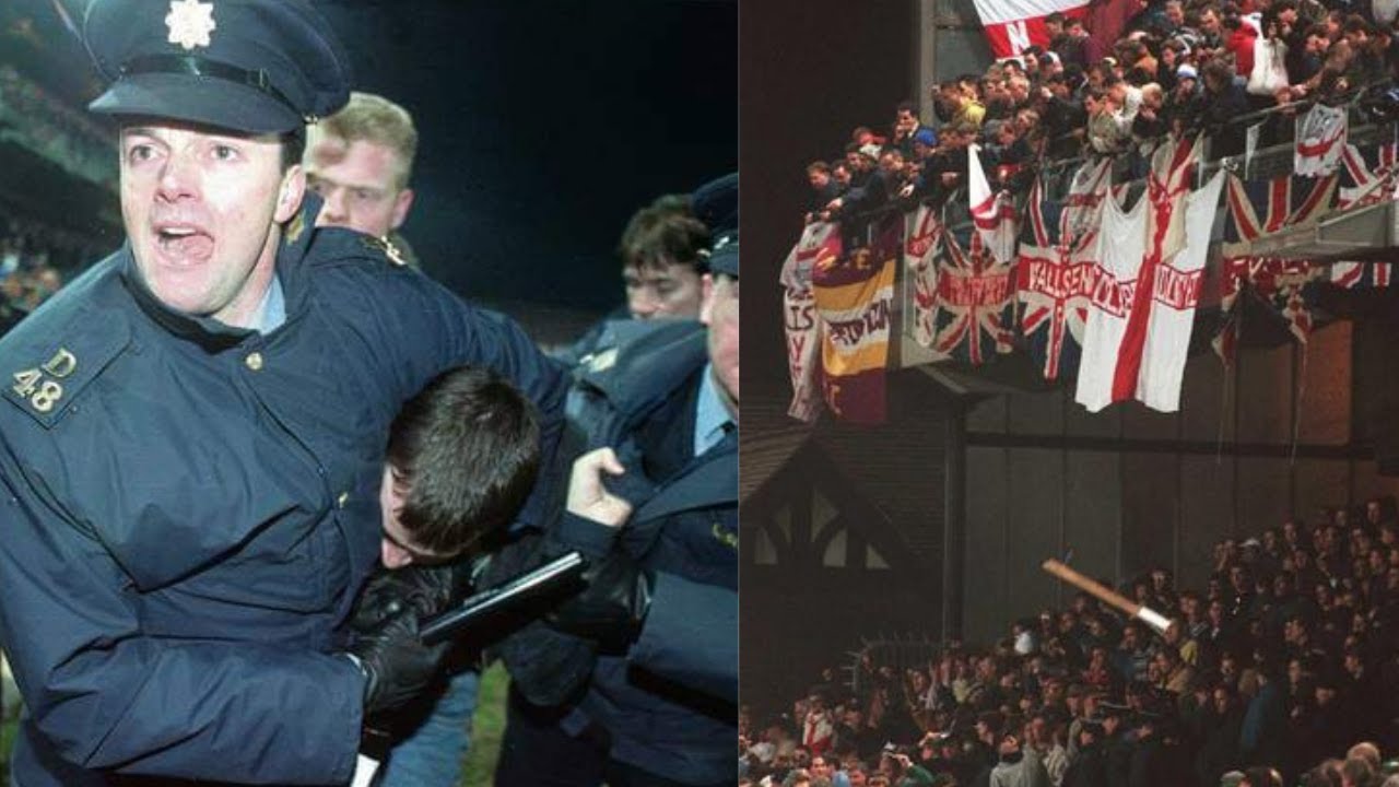 Ireland v England Riot at Lansdowne Road, Dublin 1995 - YouTube