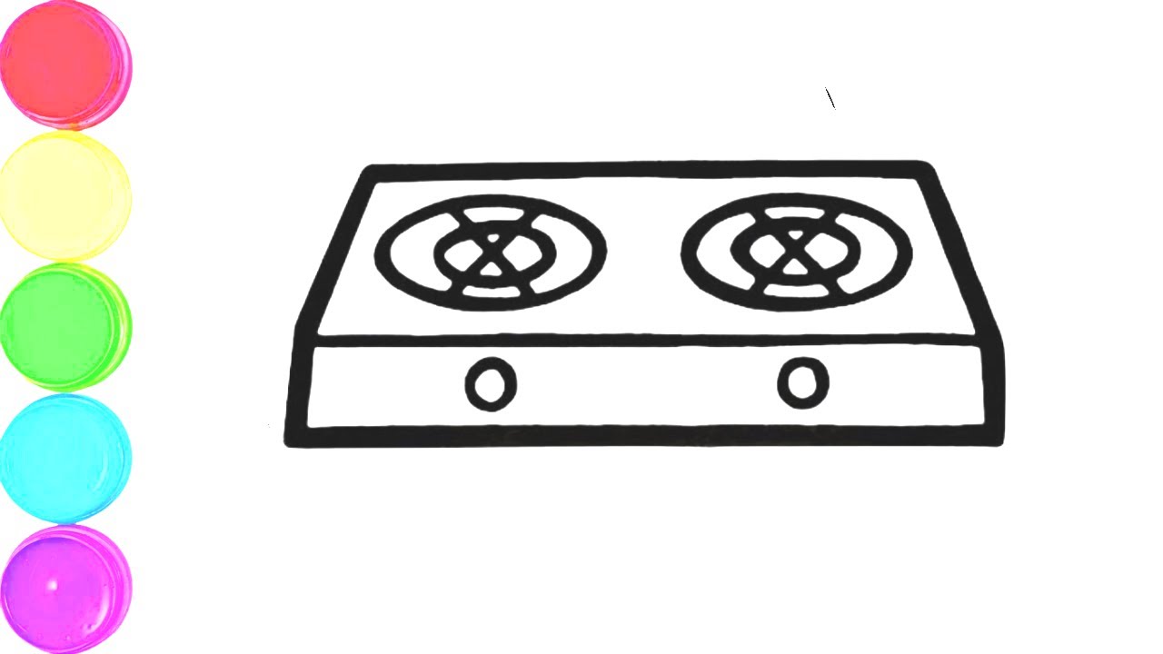 Gas Stove and cooker drawing and Colouring for beginners #2 - YouTube