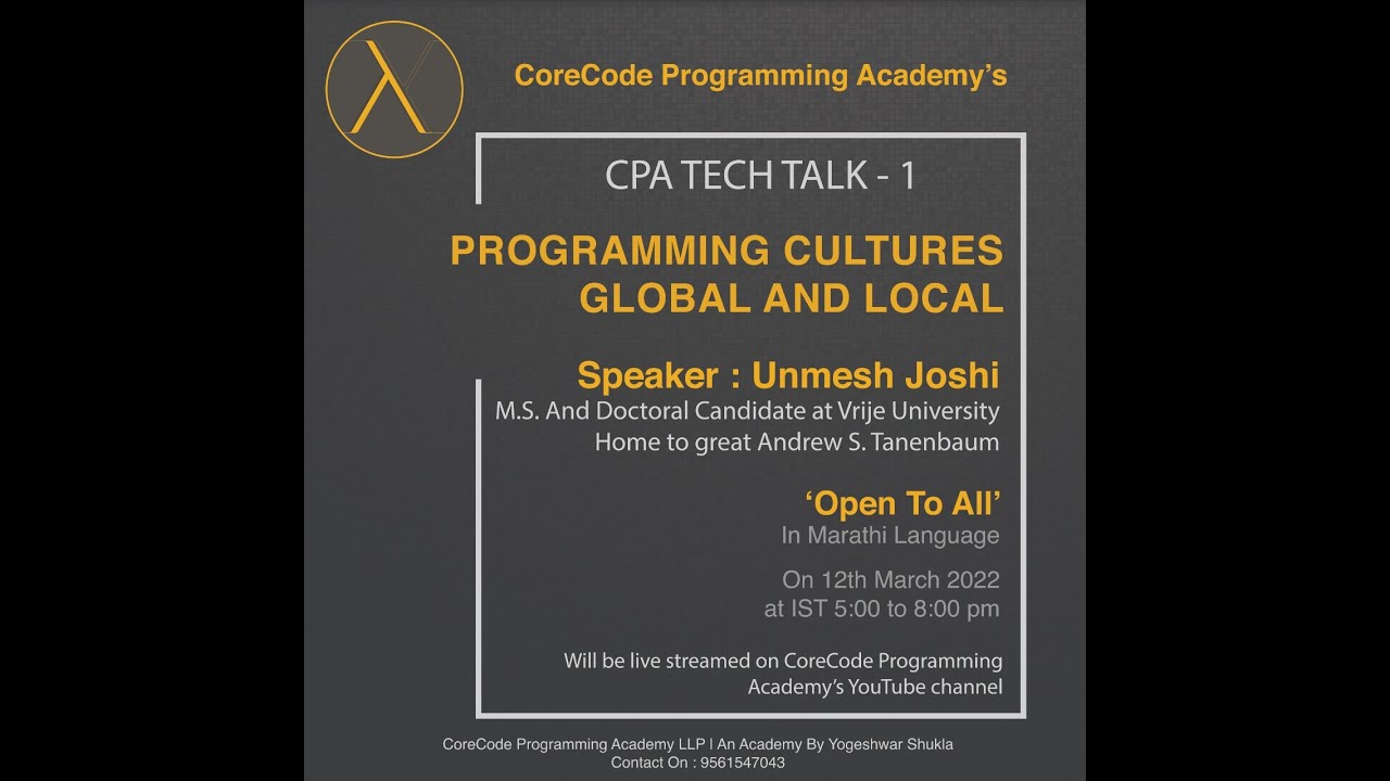 CPA Tech Talk 1 : Programming Cultures : Global and Local : By Unmesh ...