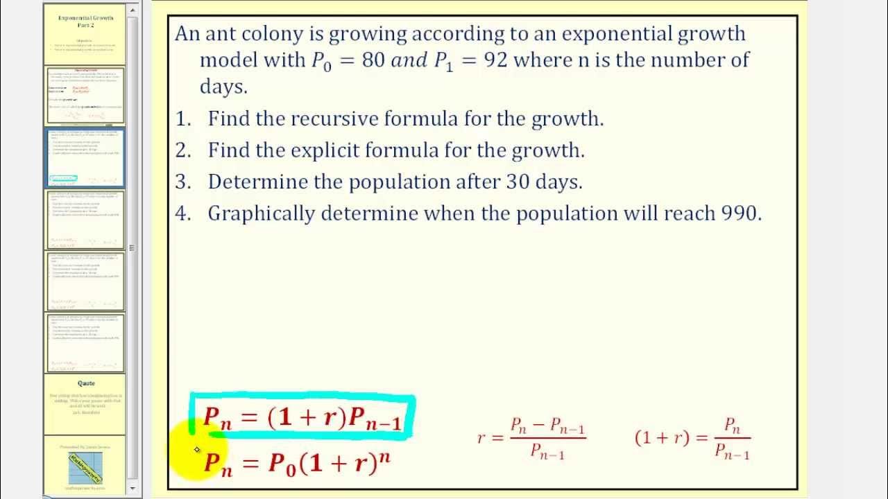 Exponential Growth: Recursive and Explicit Equations Part 2 - YouTube