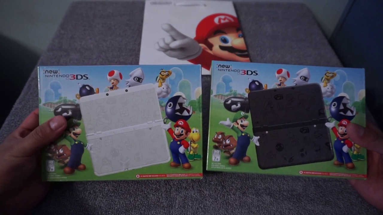 Unboxing New nintendo 3DS Black & White Mario Edition & Comparison ...