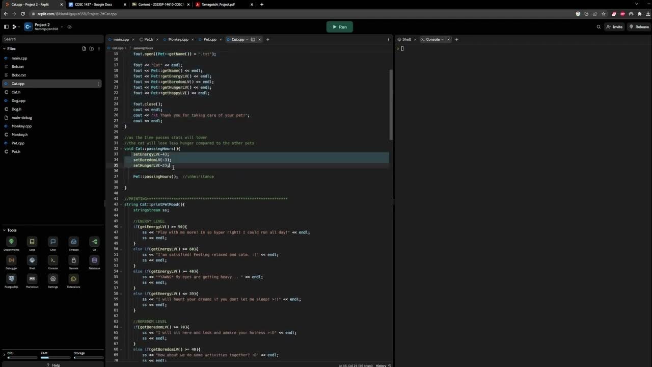 COSC 1437 Tamagotchi Project 5/1/2023 - YouTube