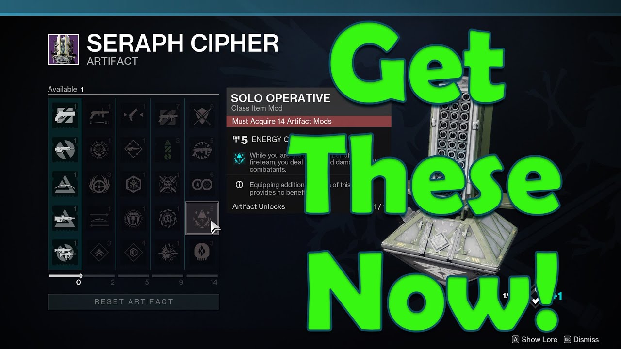 Season 19 Complete Artifact Mod Guide. Seraph Cipher Guide. - YouTube