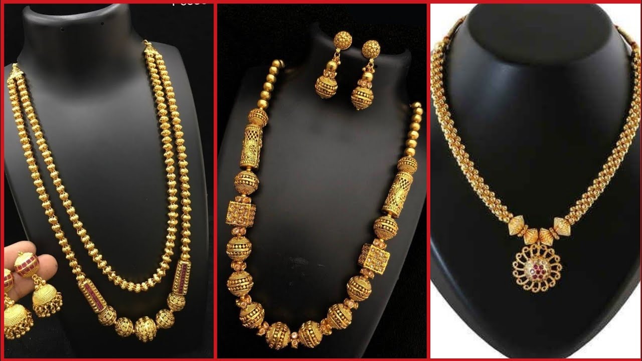 Traditional Gold Long set long chain designs special Indian designs ...