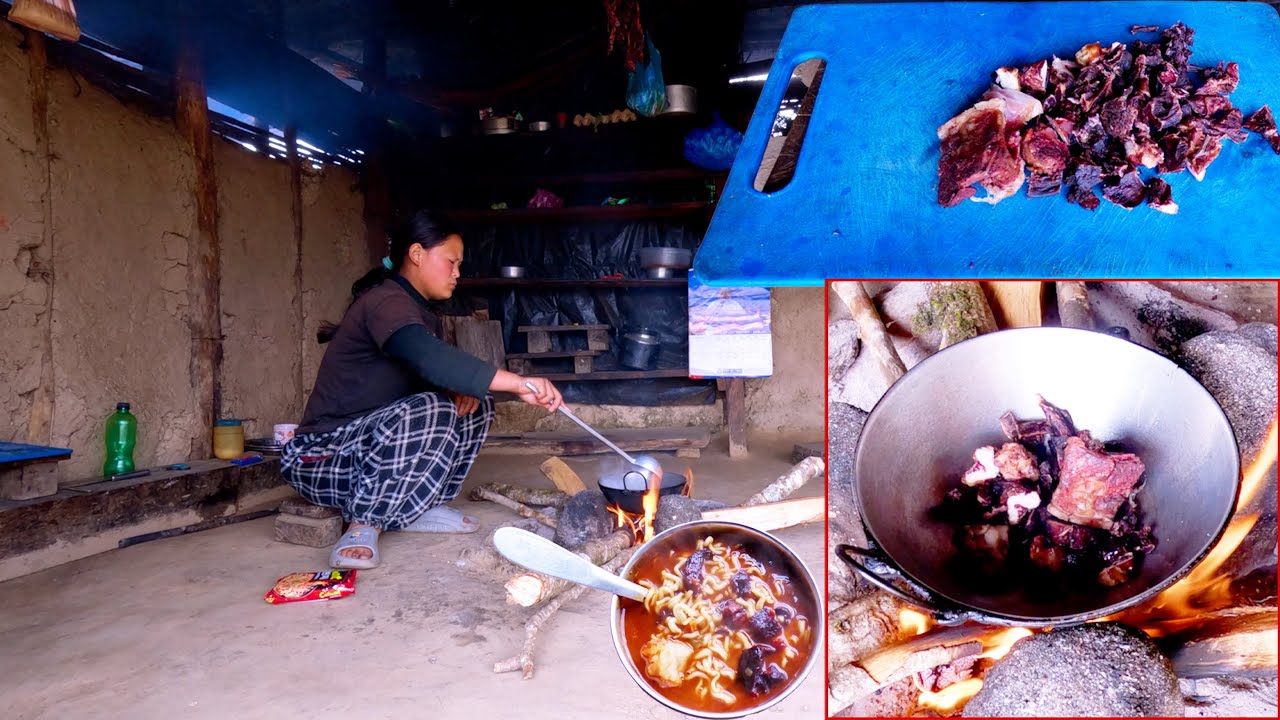Rita's buff noodles recipe in the village || life in rural Nepal ...