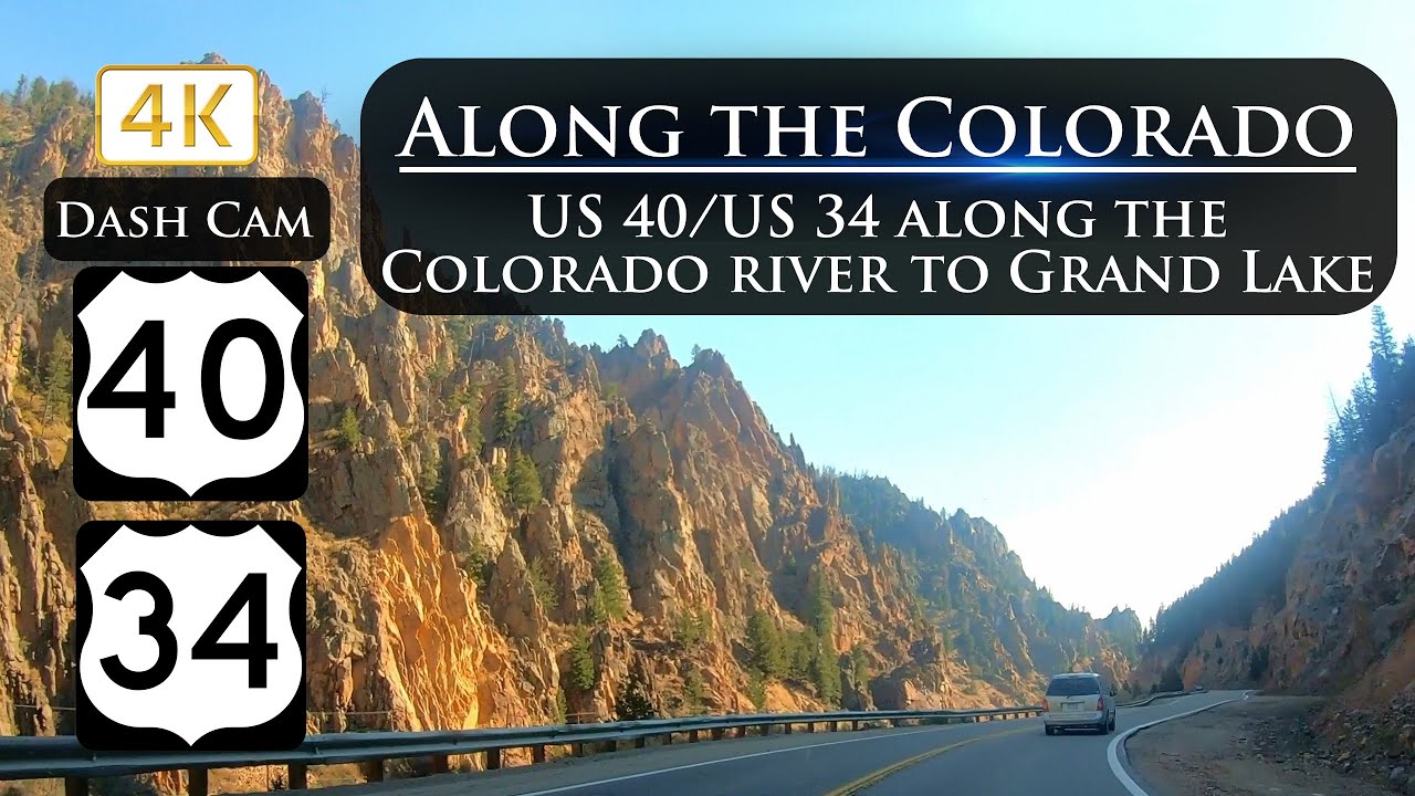 Driving East along the Colorado River on US 40/US 34 to Grand Lake ...