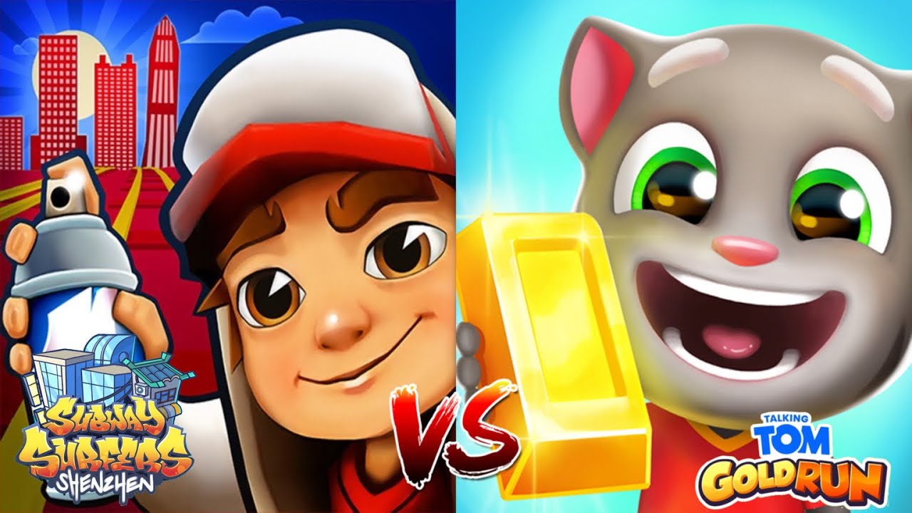Talking Tom Gold Run VS Subway Surfers 🏄‍♀️ SHENZHEN - Agent Tom VS ...