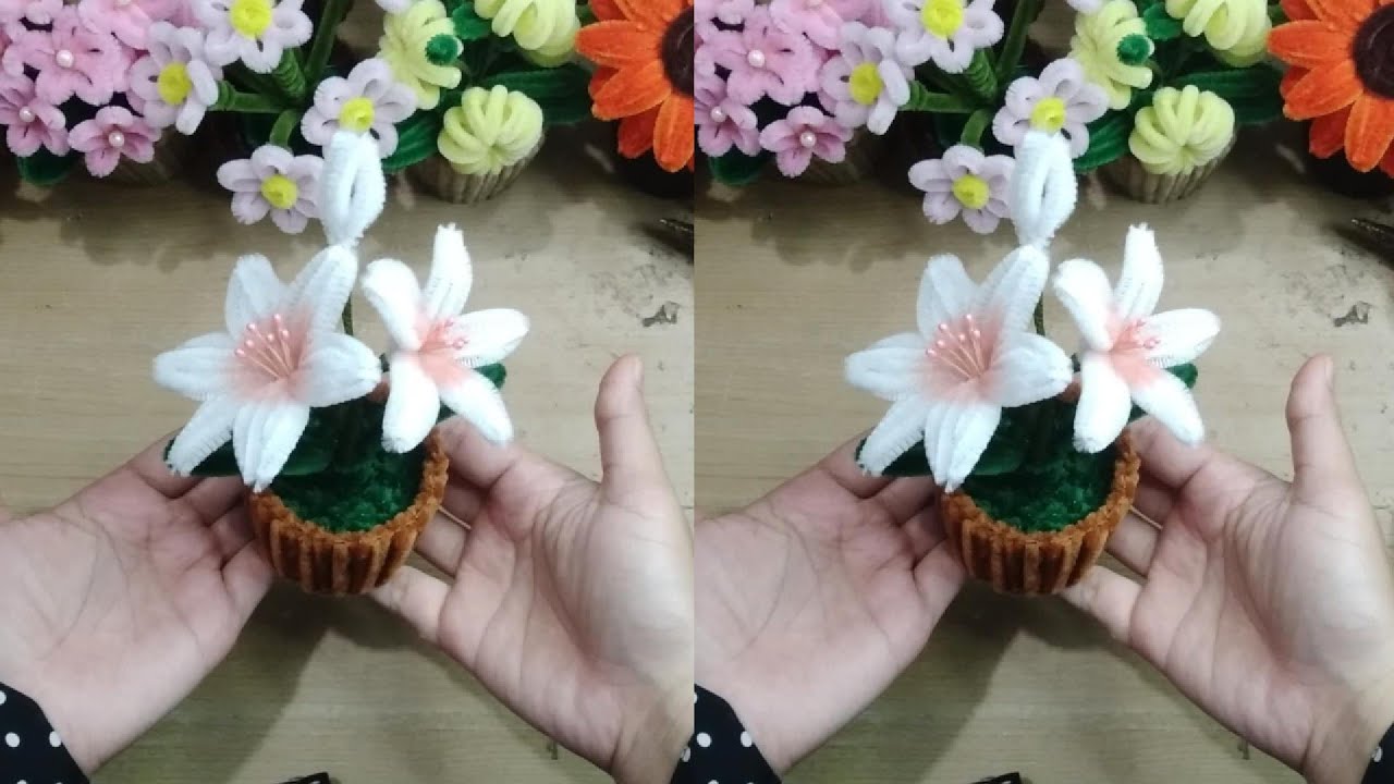 DIY Minipot Bunga Kawat Bulu | Dekorasi Unik & Mudah | DIY Mini Fuzzy ...