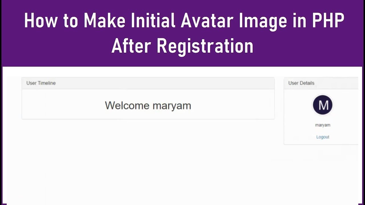How to Make Initial Avatar Image in PHP After Registration - YouTube