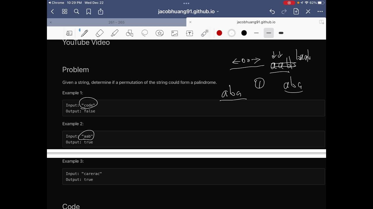 贾考博 LeetCode 266. Palindrome Permutation - YouTube