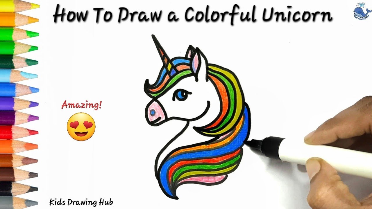 Unicorn Drawing and Coloring For Kids | How to draw a unicorn | @kids ...