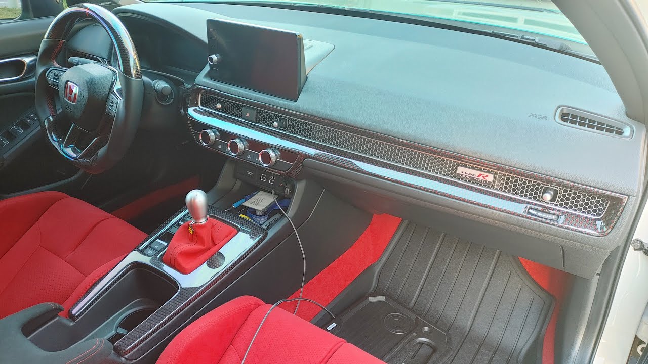 Installing carbon fiber Dash trim on my 2023 Honda civic TypeR FL5 ...