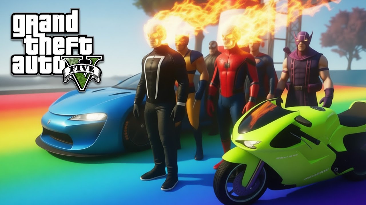 GHOST RIDER vs SUPER SPIDERMAN in GTA 5! 🦸‍♂️ CRAZY Jumps, EPIC CRASHES ...
